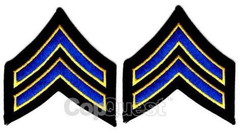 Chip Corporal Rank Uniform Chevrons Royal Blue Medium Gold On Black 3 Wide Medium Gold