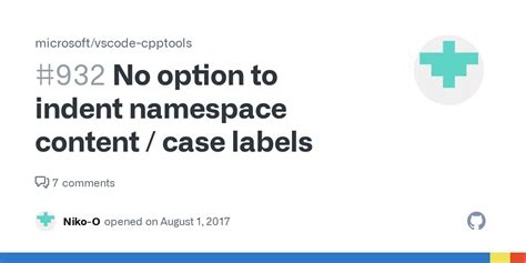 No Option To Indent Namespace Content Case Labels · Issue 932 · Microsoftvscode Cpptools