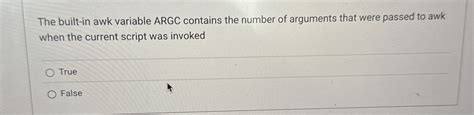 Solved The Built In Awk Variable Argc Contains The Number Of