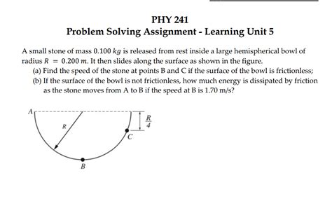 Solved Phy 241 Problem Solving Assignment Learning Unit 5
