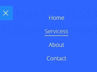 Pure CSS CSS Fullscreen Navigation With Hamburger Toggle CSS Script