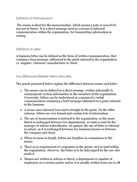 Memo Vs Business Letter Explained Pdf Memorandum Linguistics
