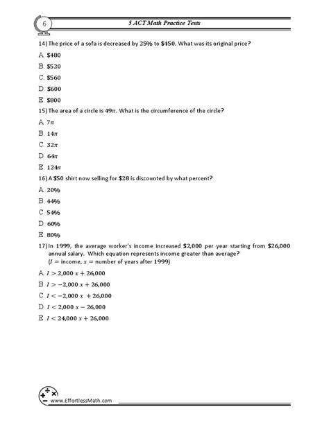 Printable Act Math Practice Test