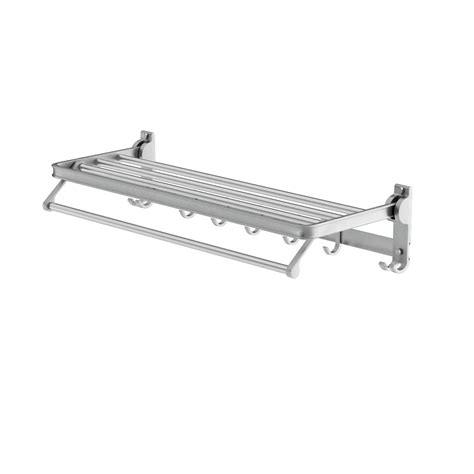 Space Saving 4 Bar Wall Mounted Towel Rail With Hooks Travellers Fit