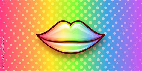 Lgbt Lips With Rainbow Color Lips Gay And Lesbian Pride Vector Banner