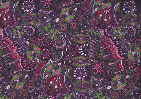 M And S Textiles Aboriginal Bush Tucker After Rain In Nt Purple By Mariyne Doolan