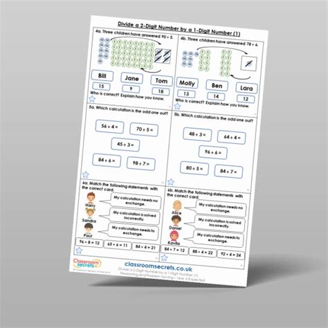 year 4 divide a 2 digit number by a 1 digit number 1 reasoning and problem solving resource