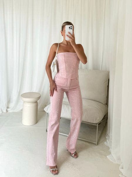 Cassi Pink Diamante Jeans Glamify Famous For Loungewear