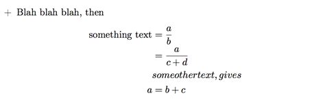 left align text in equation environment no use of align environment