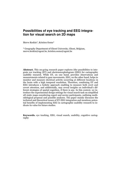 Pdf Possibilities Of Eye Tracking And Eeg Integration For Visual Search On 2d Maps