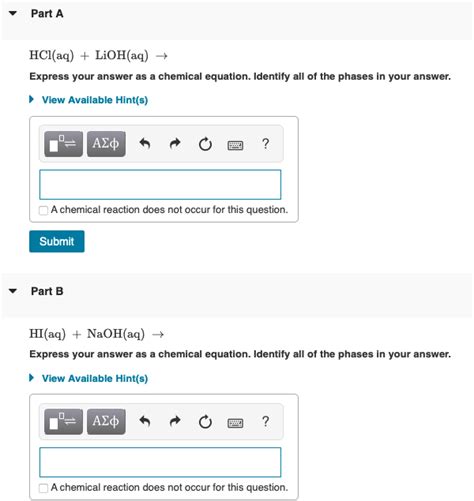 Solved HCl Aq LiOH Aq Express Your Answer As A Chemical Chegg Com