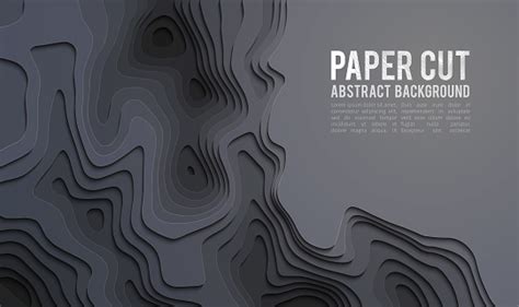 종이 절단 배너 개념 종이 카드 포스터 팜플렛 전단지 디자인 회색 색상에 대 한 추상적인 배경을 개척 추상적인 3d 배경 3차원 형태에 대한 스톡 벡터 아트 및 기타 이미지