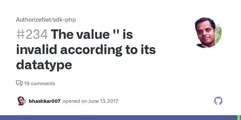 The Value Is Invalid According To Its Datatype Issue