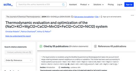 Thermodynamic Evaluation And Optimization Of The Nacl Kcl Mgcl2 Cacl2 Mncl2 Fecl2 Cocl2