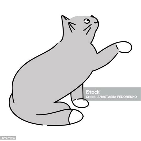 귀여운 재미있는 회색 국내 고양이가 먹이를 요구합니다 웹 디자인 지침 카드 및 앱에 적합합니다 0명에 대한 스톡 벡터 아트 및 기타 이미지 Istock