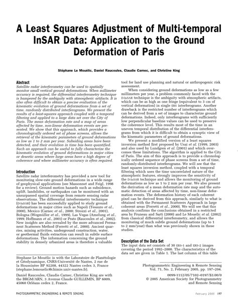 Pdf A Least Squares Adjustment Of Multi Temporal Insar Data