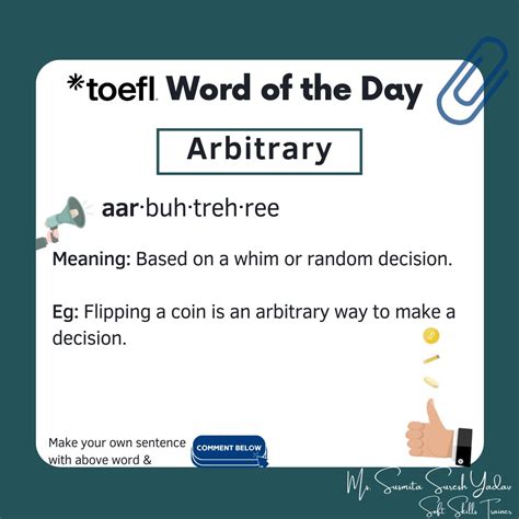 Toefl Word Of The Day Arbitrary Ms Susmita Suresh Yadav Posted On