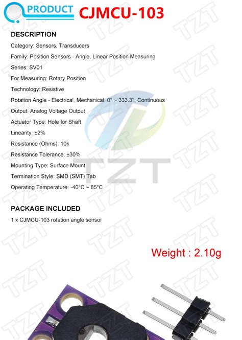 Tzt Cjmcu 103 Rotary Angle Sensor Smd Dust Proof Angle Sensing