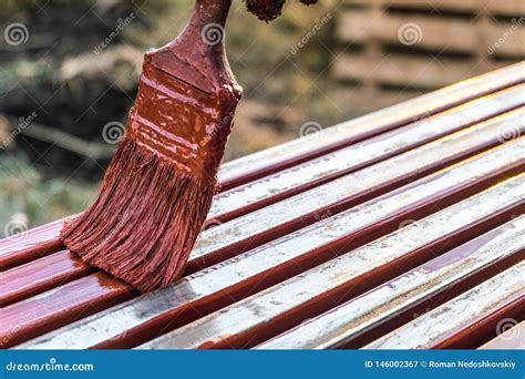 Paint Application By Brush On Metal Structures Stock Image Image Of