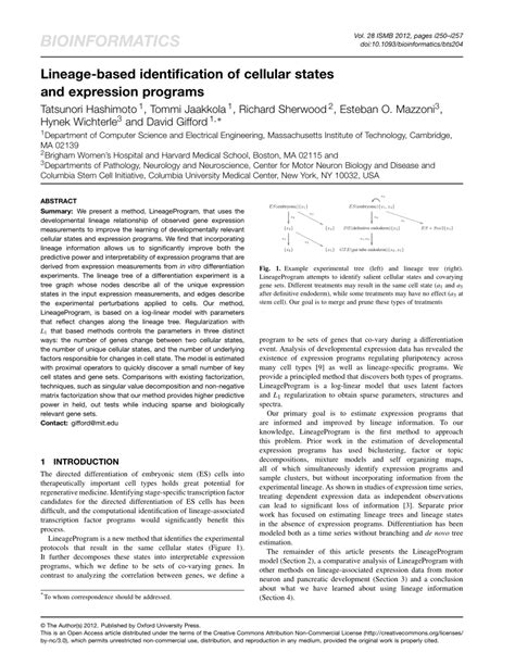 Pdf Lineage Based Identification Of Cellular States And Expression Programs