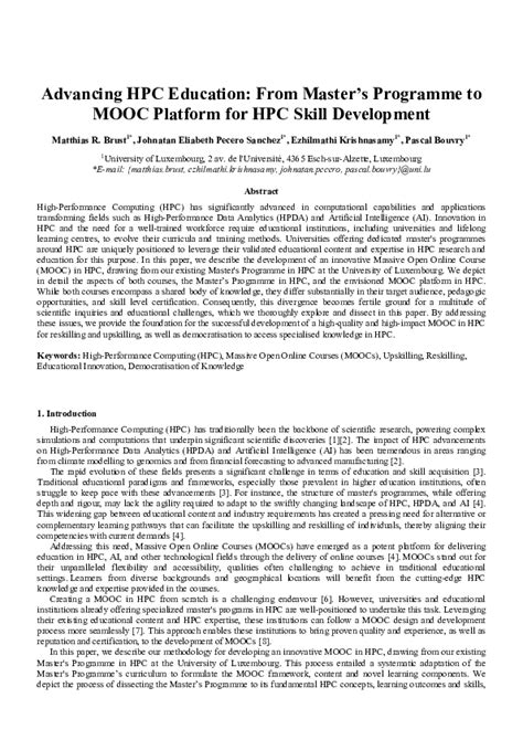 Pdf Advancing Hpc Education From Masters Programme To Mooc Platform