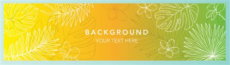 꽃 여름 배경 열대 지방의 나뭇잎과 식물이 있는 가로 배경 현대 벡터 배너 템플릿입니다 손으로 그린 다채로운 꽃 레이아웃 카드