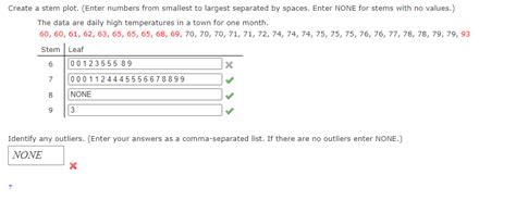 Solved а Create A Stem Plot Enter Numbers From Smallest To