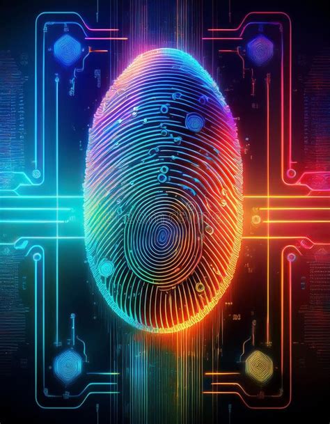 Holographic Fingerprint Scanner On A Futuristic Interface Representing Business Technology