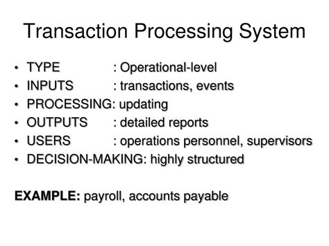 PPT TRANSACTION PROCESSING SYSTEM TPS PowerPoint Presentation ID