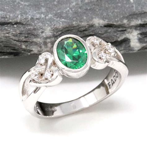 Celtic Heart Knot Emerald Set White Gold Ring Rings From Ireland