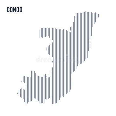 Vector Abstract Hatched Map Of Congo With Vertical Lines Isolated On A White Background Stock