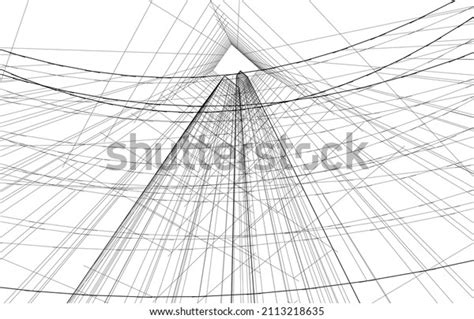 Abstract Architecture Linear Drawing Vector Illustration Stock Vector Royalty Free 2113218635