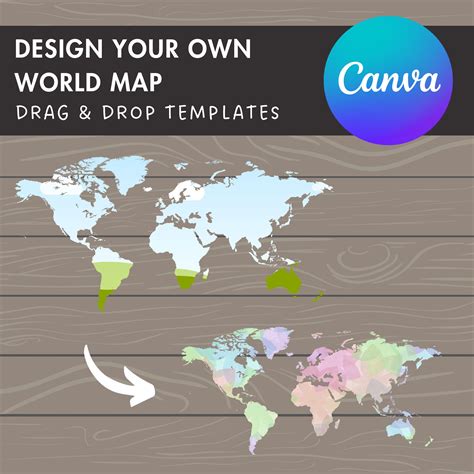 Design Your Own World Map On Canva Editable Canva Template Drag And