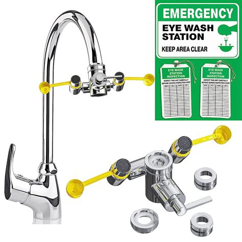Skywin Emergency Eye Wash Kit Faucet Mounted Station With Continuous
