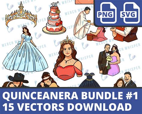 Quinceanera Svg Bundle For Shirts Birthday Png Sublimation Files