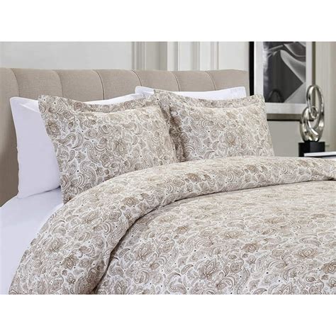 Mocassi 3 Piece Duvet Set Paisley Design Comforter Cover With Corner