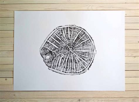 Tree Ring Print Original Handmade Print Of Birch Gift For Th Birthday Etsy