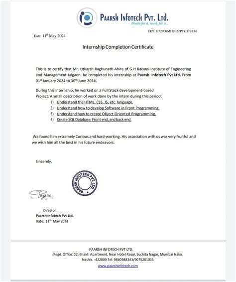 Utkarsh Ahire On Linkedin Completed 6 Months Internship As A Frontend