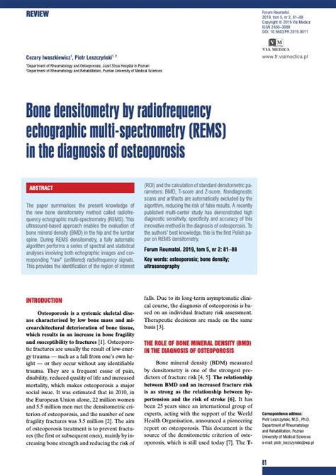 Bone Density By Rems In The Diagnosis Of Osteoporosis Osteostrong