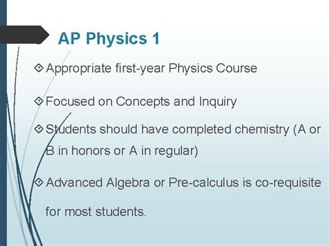 Ap Physics 1 Appropriate Firstyear Physics Course Focused