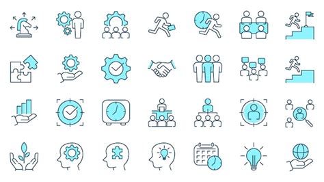Premium Vector Management Vector Line Icons Set On White Background
