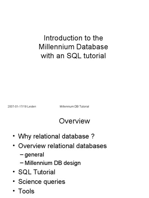 Rdb Tutorial Leiden20070119 Pdf Relational Database Databases