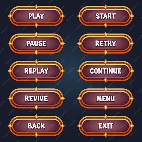 Premium Vector Set Of Brown Game Buttons For Mobile Games With Editable Text Effect Gui To