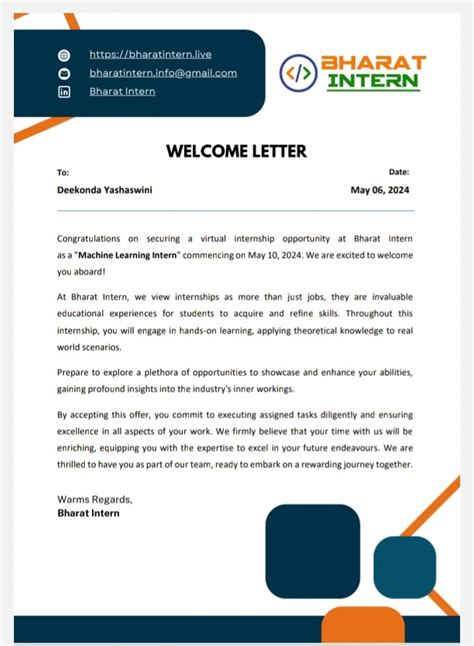 Deekonda Yashaswini On Linkedin Bharatintern Internship Machinelearning