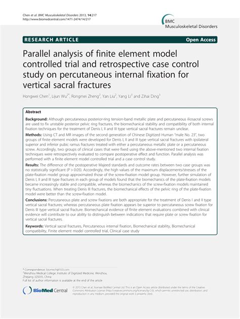 Pdf Parallel Analysis Of Finite Element Model Controlled Trial And