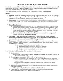 BIOLOGY LAB REPORT FORMAT