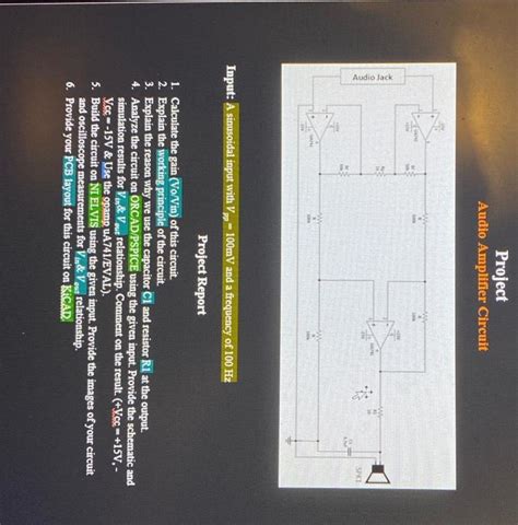 solved project audio amplifier circuit input a sinusoidal