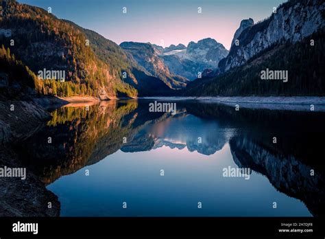 Spectacular View Of The Gosaukamm Mountain Range And The Dachstein Glacier Reflecting On The