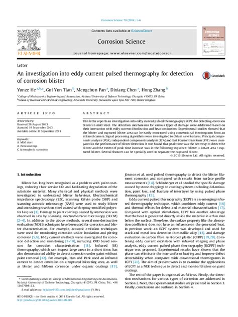 Pdf An Investigation Into Eddy Current Pulsed Thermography For Detection Of Corrosion Blister