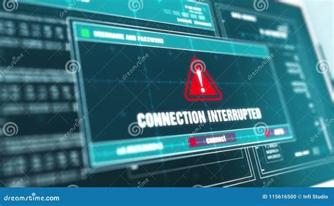 Connection Interrupted Warning System Security Alert Error On Computer Screen Stock Footage
